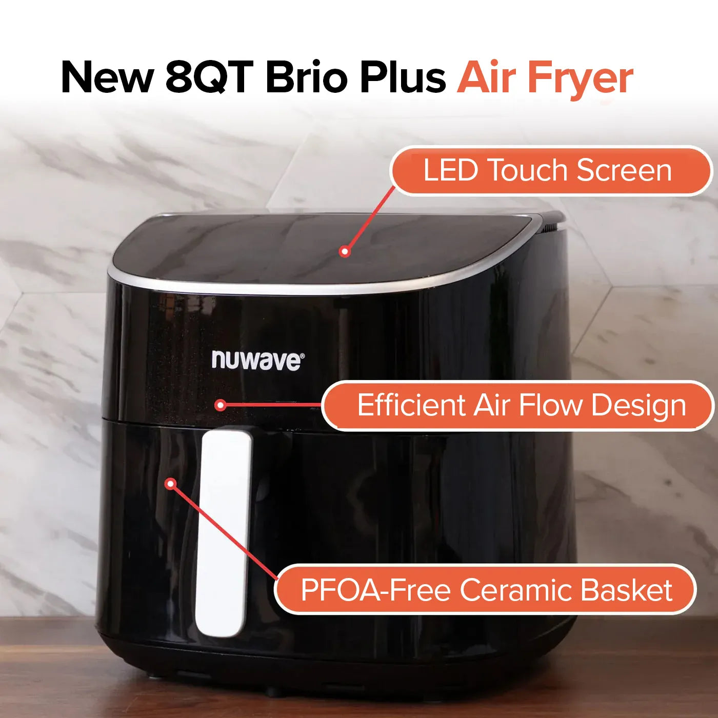 Nuwave® Brio Plus Air Fryer 8 Qt — Digital Touch, 5 Cook Functions