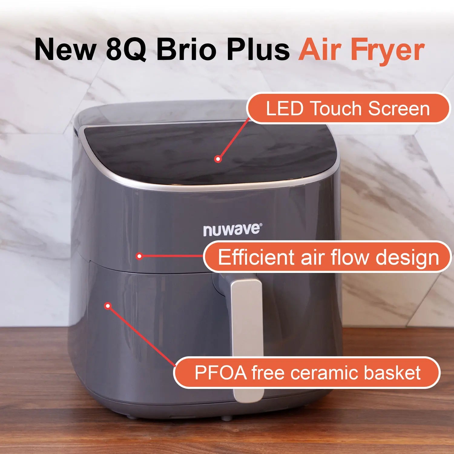 Nuwave® Brio Plus Air Fryer 8 Qt — Digital Touch, 5 Cook Functions